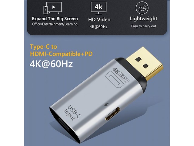 USB C Male to 4K@60Hz + PD Fast Charging