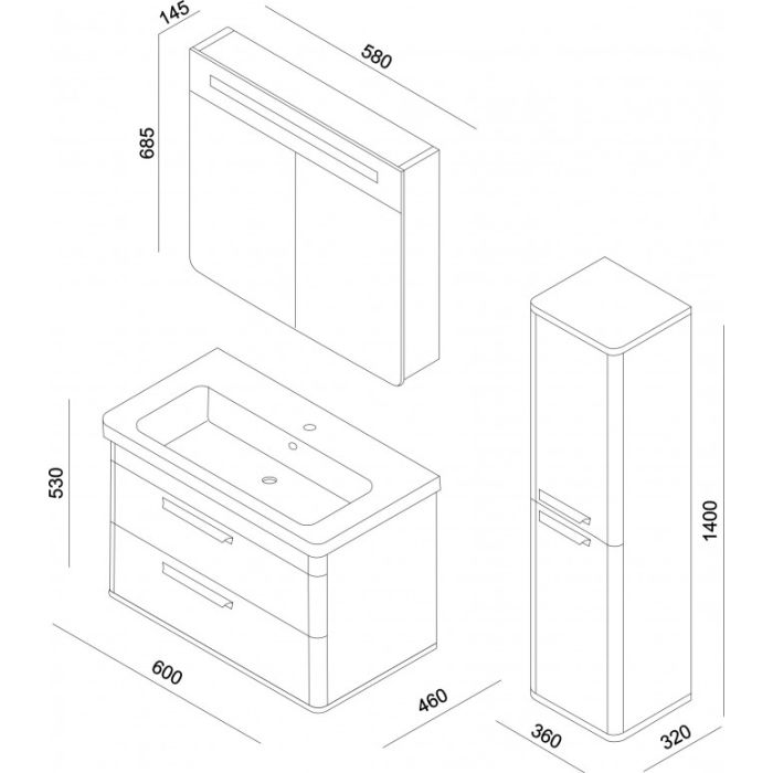 Vertikala LineArt EFES 36cm BELA