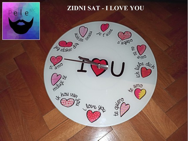 Zidni ljubavnoi stakleni sat - I Love You