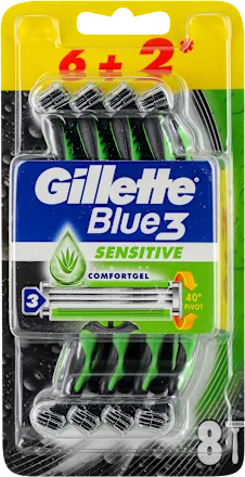 GilletteBlue3 SENSITIVE - brijač 6+2 gratis, 8 kom
