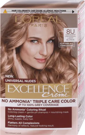 L'ORÉAL PARiS EXCELLENCE CREME
Boja za kosu UNIVRSAL NUDES – 8U UNIVERSAL LIGHT BLONDE, 1 kom