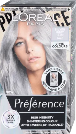 L'ORÉAL PARiS PRÉFÉRENCE
Boja za kosu VIVID COLOURS - SILVER GREY 10.112 SOHO, 1 kom