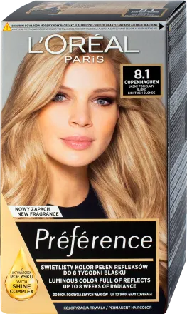 L'ORÈAL PARIS PRÉFÉRENCE
Boja za kosu - 8.1 Copenhaguen Light Ash Blonde, 1 kom