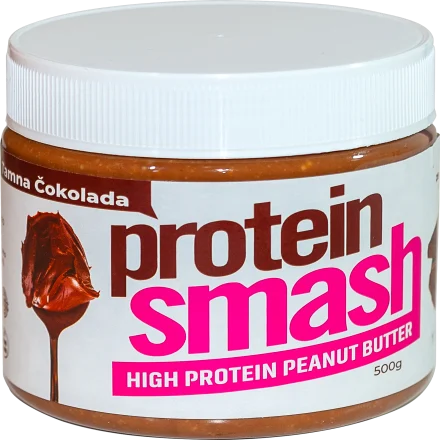 protein smash
Proteinski namaz od tamne čokolade i kikiriki putera, 500 g