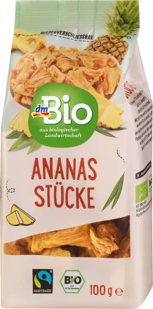 dmBio
Sušeni komadići ananasa, 100 g