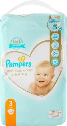 Pampers premium care
Pelene, veličina 3 (6 - 10 kg), 60 kom