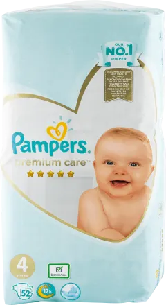 Pampers premium care
Pelene, veličina 4 (9 - 14 kg), 52 kom