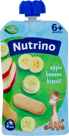 Nutrino
Voćni pire- jabuka, banana i keks, od 6. meseci, 100 g