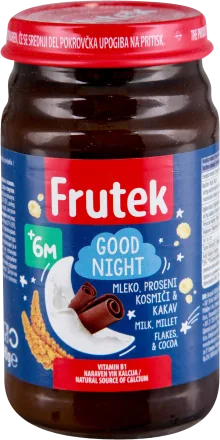 Frutek
GOOD NIGHT mlečna kašica sa prosenim pahuljicama i kakaom, od 6. meseca, 190 g
Početna hrana za odojčad