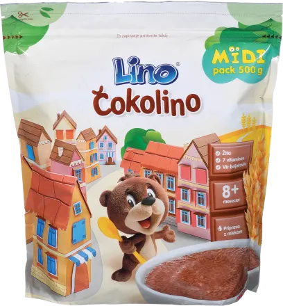 Lino
Čokolino MIDI pack - instant pahuljice od žita i čokolade, od 8. meseca, 500 g