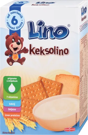 Lino
Keksolino- Instant pahuljice od keksa i mleka, od 6. meseca, 200 g
Dijetetska namirnica