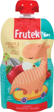 Frutek
Voćna kašica- jabuka sa dodatkom keksa, od 6. meseca, 100 g
Početna hrana za odojčad