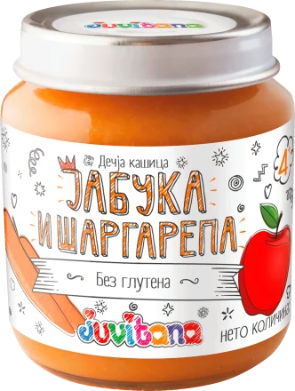 juvitana
Dečija kašica - jabuka i šargarepa, od 4. meseca, 128 g
Dodatak ishrani