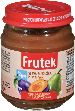 Frutek
Kašica, šljiva i kruška, od 4. meseca, 120 g