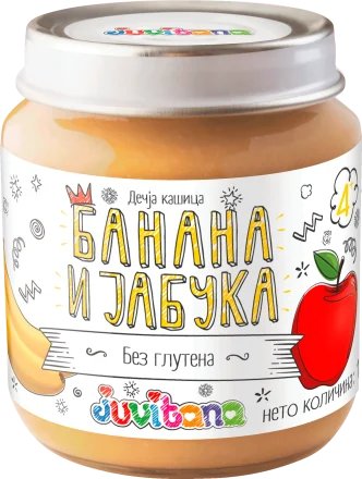 juvitana
Dečija kašica - banana i jabuka, od 4. meseca, 128 g
Dodatak ishrani