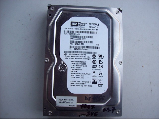 250 Gb WD sata II - 3.5 inca  WD2500AAJS - 100%