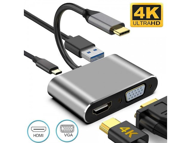 usb C Hub Adapter HDMI/VGA/USB/USB-C 4u1 za Macbook 202