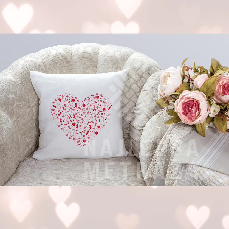 Jastuk+jastučnica Valentines šivenje