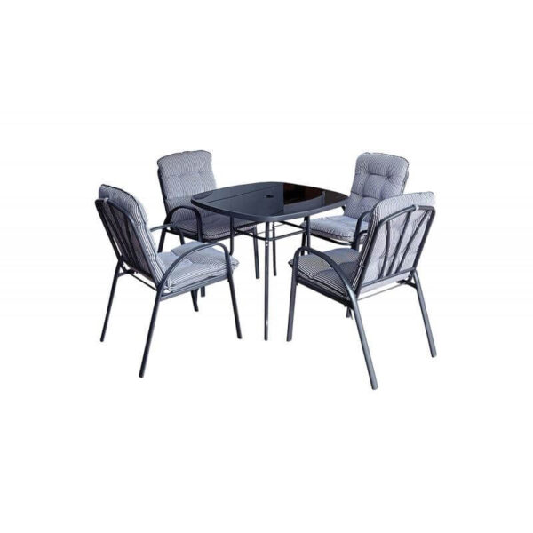 Baštenski set Veneto – sto + 4 stolice sa jastucima