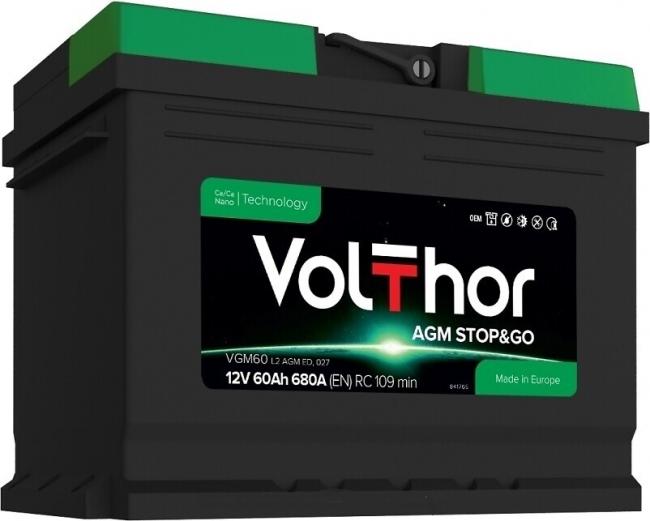 VOLTHOR AGM STOP&GO12V 60AH D+ 680A - 242x175x190 | Dostupno u prodavnici