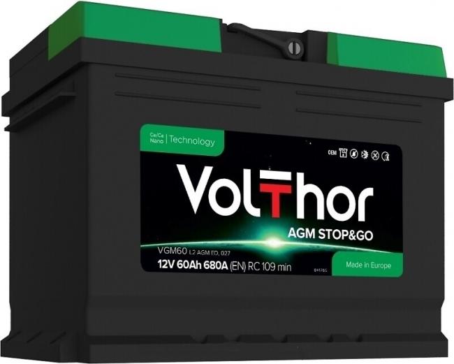 VOLTHOR AGM STOP&GO12V 60AH D+ 680A - 242x175x190