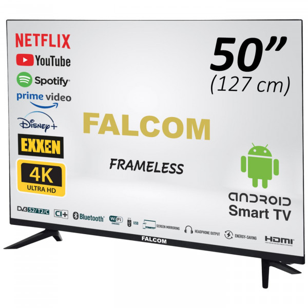 Falcom Smart LED TV @ Android 50'', 4K, DVB-S2/T2/C, HDMI, WiFi - TV-50LTF022SM