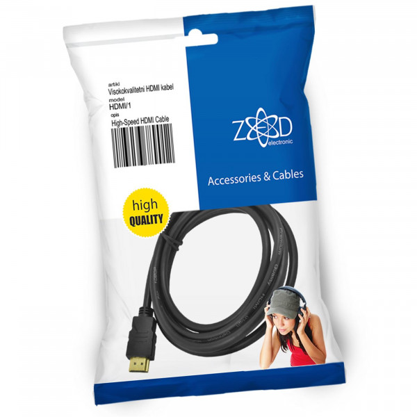 ZED electronic HDMI kabl, 1.0 met, ver. 1.4 - HDMI/1