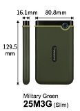 Transcend - External HDD 1TB Slim form factor, M3G, USB 3.1, 2.5, Anti-shock system, Backup software, 185g, Military Green (Slim)