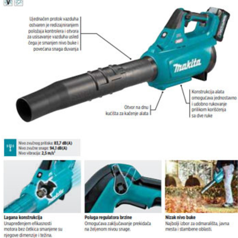 Makita Akumulatorski duvač lišća 40 V max XGT SOLO, UB001GZ