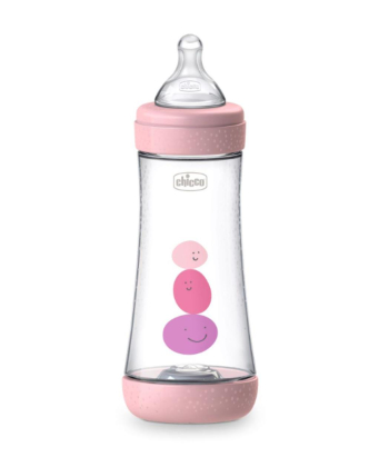 Chicco Perfect 5 Plastična flašica za bebe 4 meseca + 300 ml - Roze