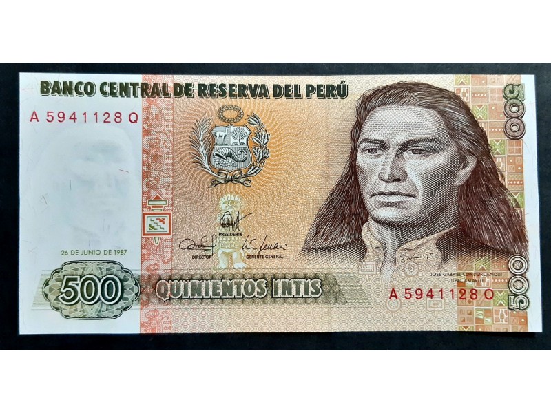 500 Intis 1987 god. Peru UNC