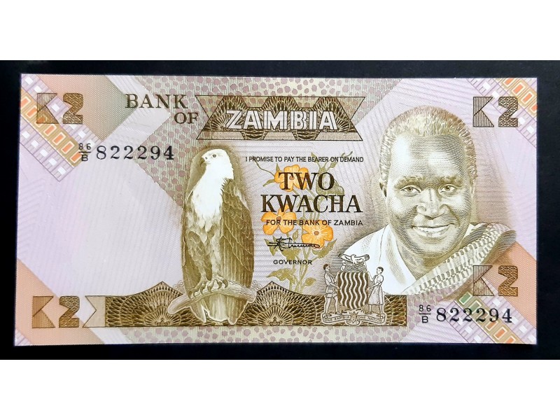 2 Kwacha 1986 god. Zambia UNC