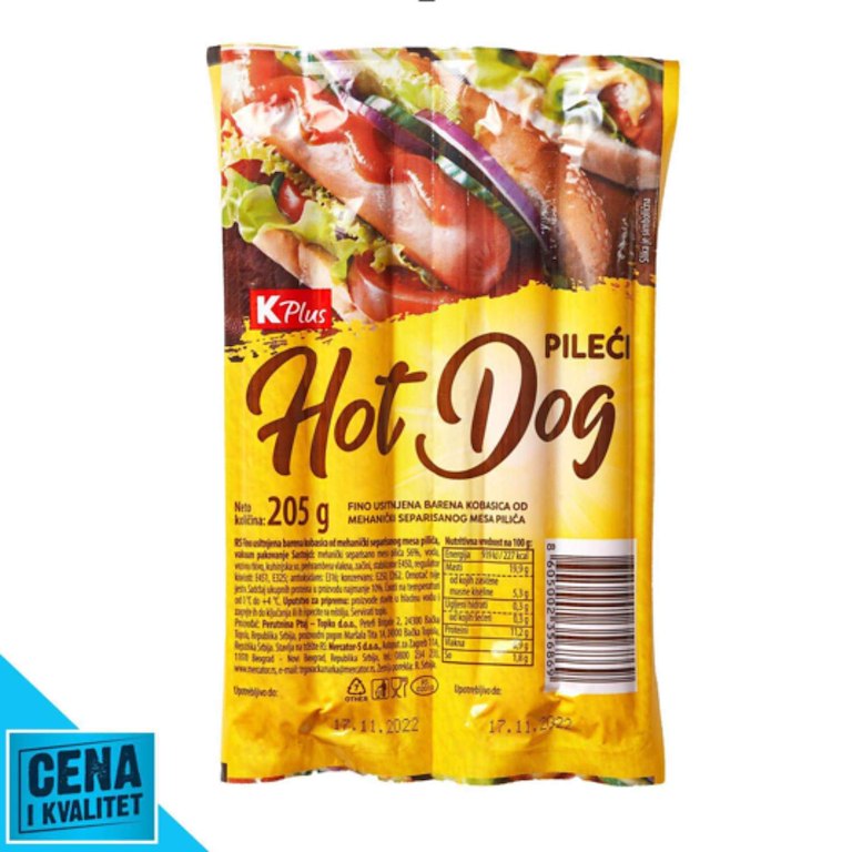 Hot dog pileći 205g k plus