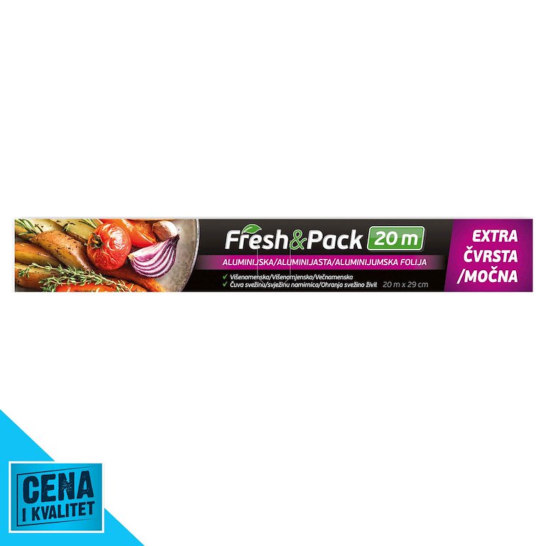 Fresh&pack alufolija extra čvrsta 20m fresh&pack