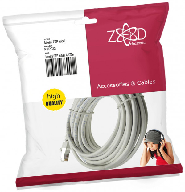 ZED electronic Mrežni FTP kabel, CAT5E, 3 met - FTPC/3