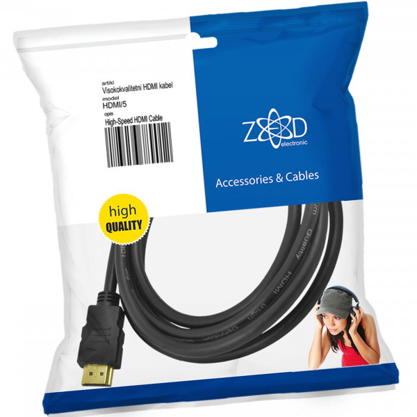 ZED electronic HDMI kabl, 5.0 met, ver. 1.4 - HDMI/5