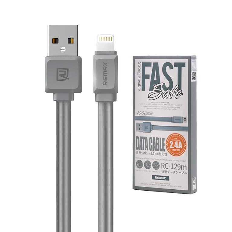 USB Data Cable REMAX RC-129i za iPhone 5/6 (2.4A) sivi 1m