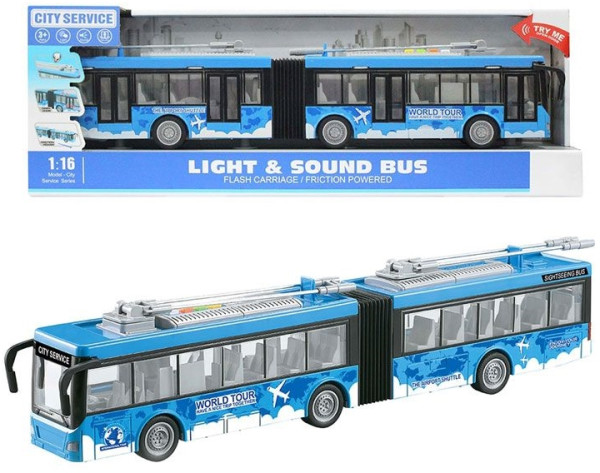 Trolejbus sa zvukom i svetlom, 1:16, Dm Toys, Blue