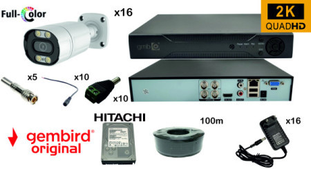 Gembird GMB-03 set kamera za video nadzor 3tbHDD +16x CAM-AHD5MP-HAU60W rg59+100m bnc+dc konekt full color