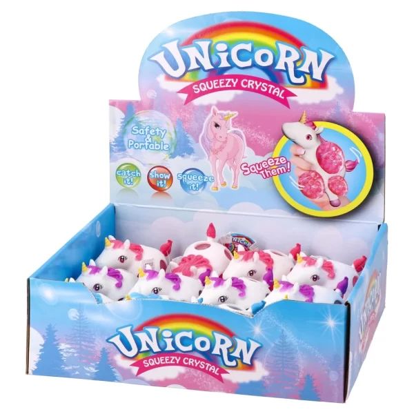 Squeezy unicorn crystal, gumena igračka, jednorog lopta, miks