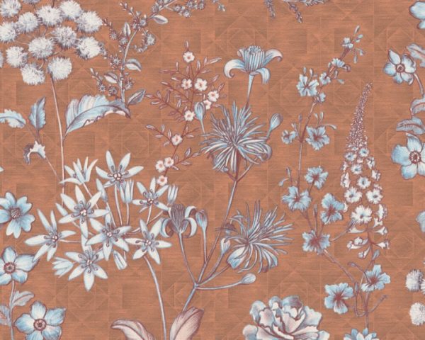 LIVINGWALLS WALLPAPER «FLORAL, BLUE, BROWN, WHITE» 391173