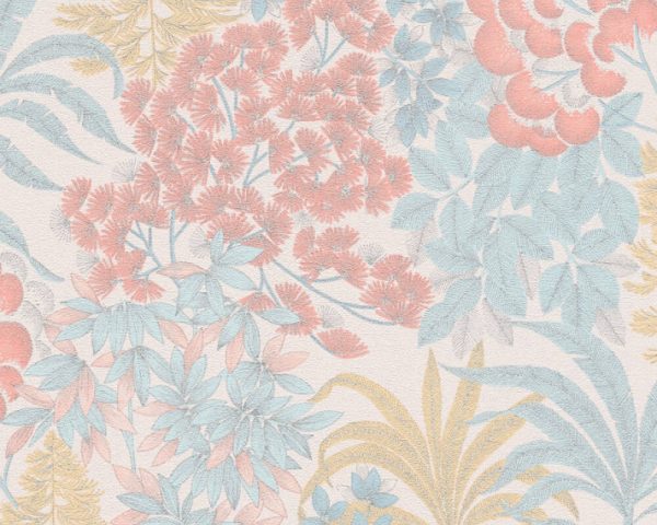 LIVINGWALLS WALLPAPER «FLORAL, BLUE, CREAM, PINK, YELLOW» 391281