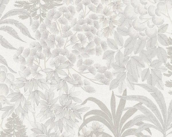 LIVINGWALLS WALLPAPER «FLORAL, GREY, METALLIC, SILVER, WHITE» 391282