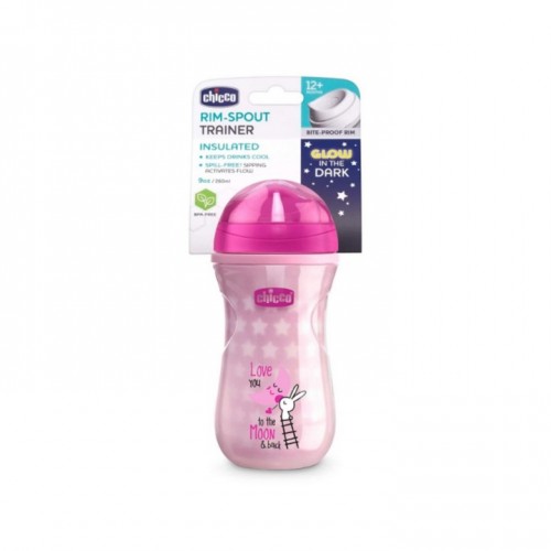 Chicco shiny čaša 14m+ Svetli u mraku Roze