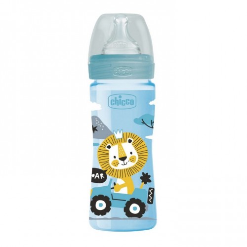 Chicco plastična flašica 250ML, silikon Plava