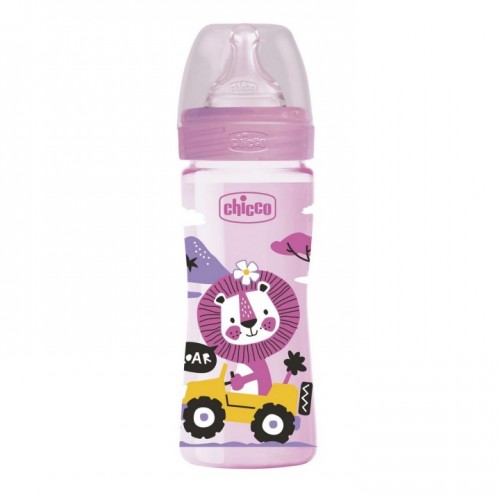 Chicco plastična flašica 250ML, silikon Roze