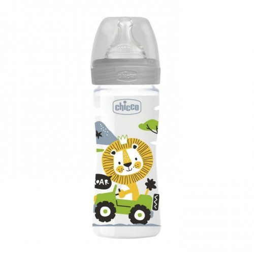 Chicco plastična flašica 250ML, silikon siva