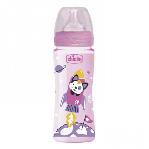 Chicco plastična flašica 330ML, silikon roze