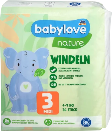 babylove nature
nature pelene MIDI, veličina 3 (4-9kg), 36 kom