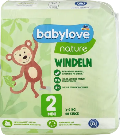 babylove nature
nature pelene MINI veličina 2 (3 – 6 kg), 28 kom